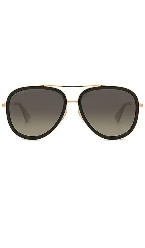 Gucci Web Block Pilot Sunglasses - Gold & Grey