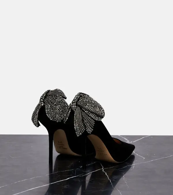 JIMMY CHOO Love 100 Embellished Suede Pumps - Black