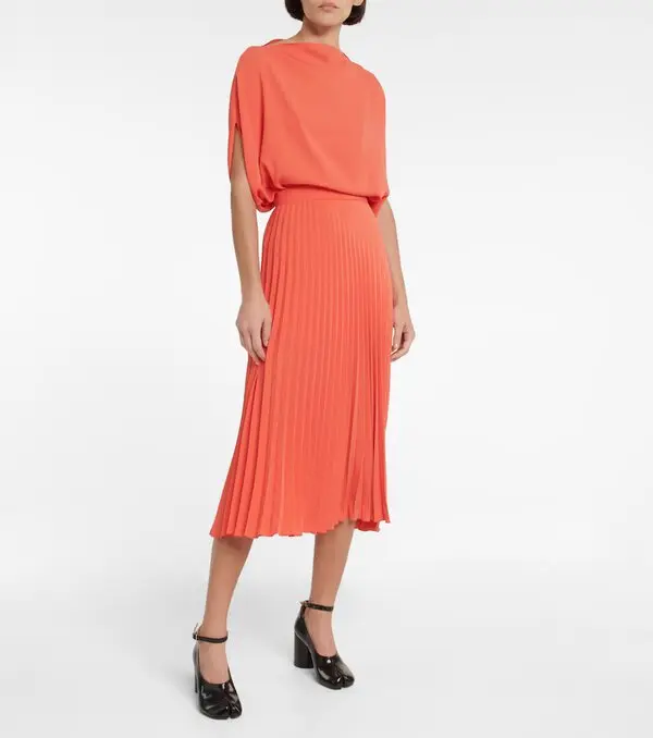 MAISON MARGIELA Pleated Crêpe Midi Skirt - Red