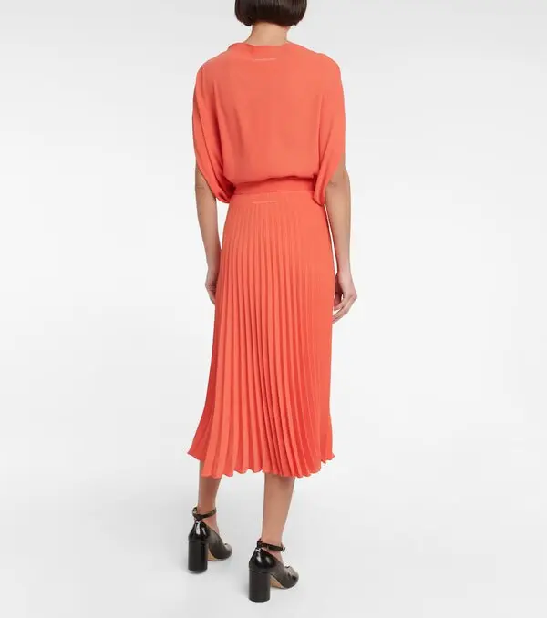 MAISON MARGIELA Pleated Crêpe Midi Skirt - Red