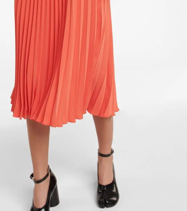 MAISON MARGIELA Pleated Crêpe Midi Skirt - Red
