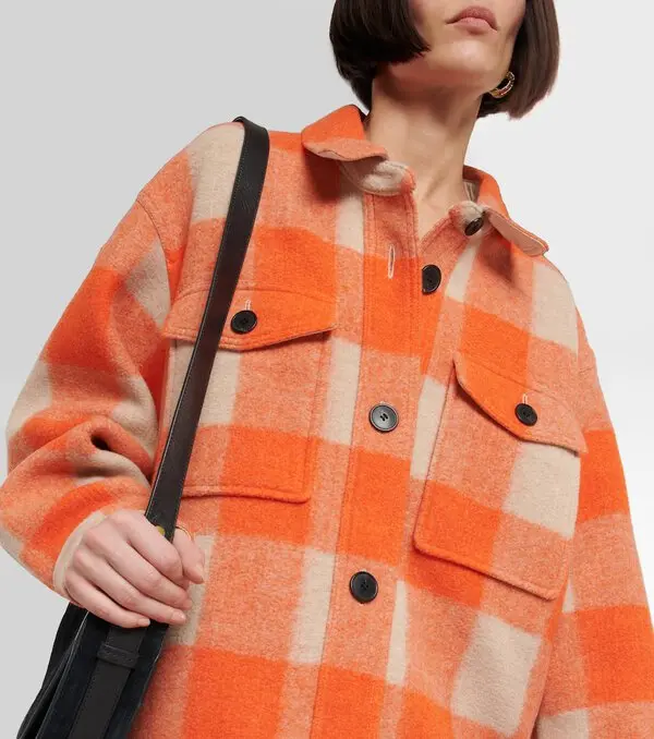 MARANT ETOILE Harveli Checked Jacket - Orange