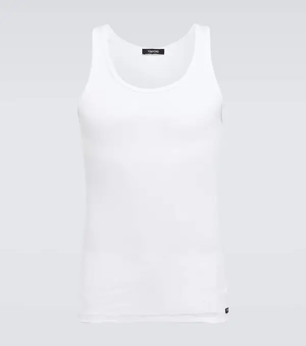 TOM FORD Ribbed-knit Cotton-blend Tank Top - White