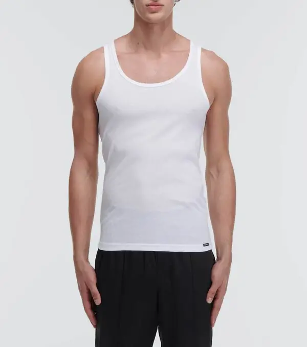 TOM FORD Ribbed-knit Cotton-blend Tank Top