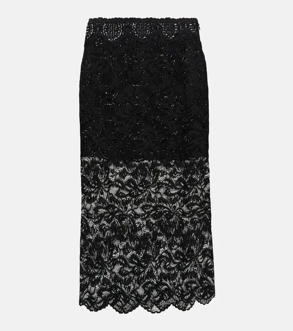 Rabanne Layered Lace Midi Skirt