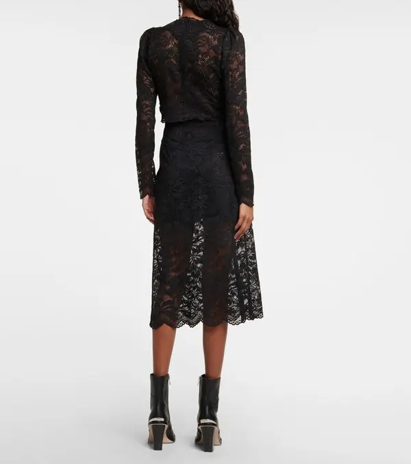 Rabanne Layered Lace Midi Skirt