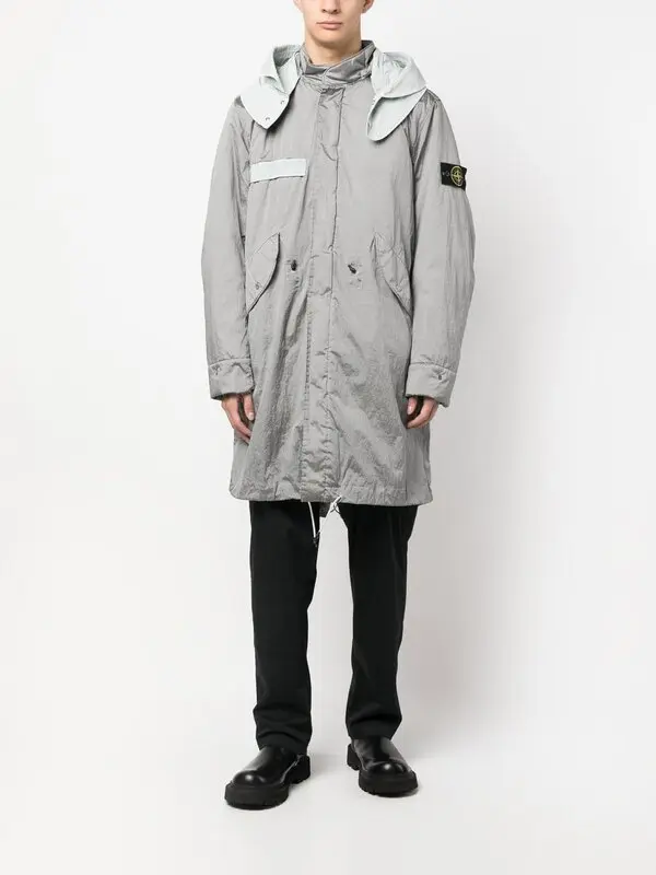 Stone Island Zip-Up Parka Jacket In Grey - 30% Off | Editorialist
