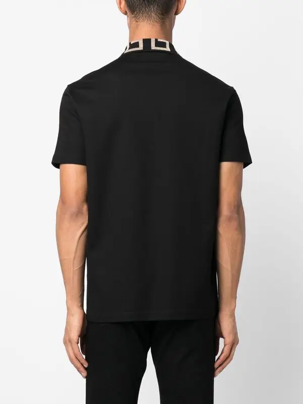 Versace Embroidered Short-sleeved Polo Shirt - Black