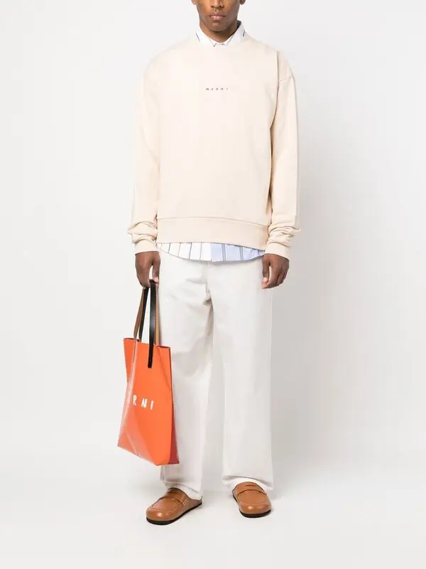 Marni Logo-print Crew-neck Sweatshirt - Neutrals