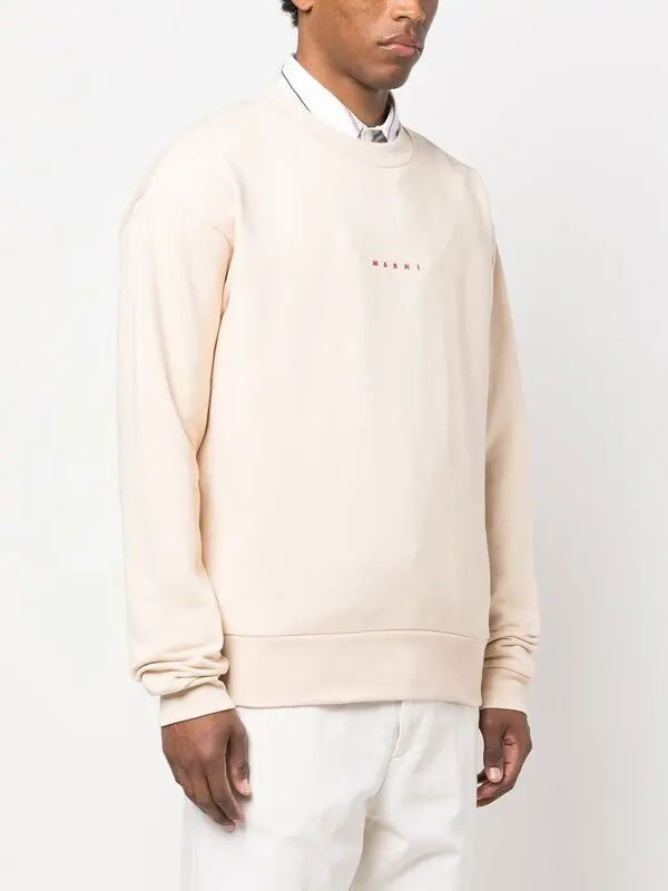 Marni Logo-print Crew-neck Sweatshirt - Neutrals