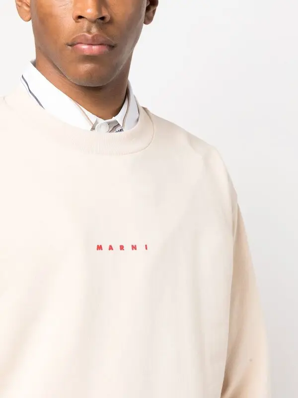 Marni Logo-print Crew-neck Sweatshirt - Neutrals