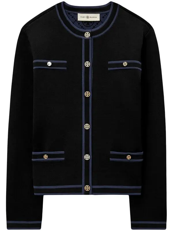 Tory Burch Kendra Jacquard Cardigan - Black
