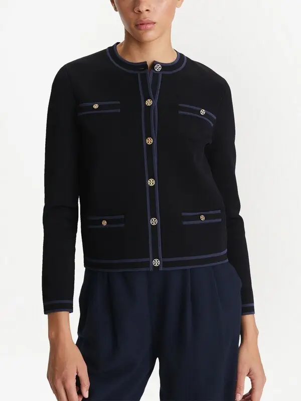 Tory Burch Kendra Jacquard Cardigan - Black