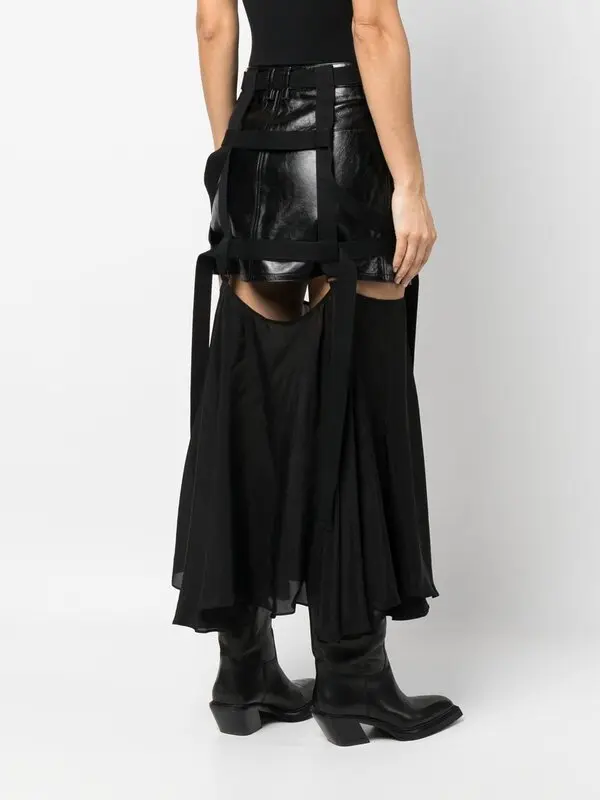 032C Leather Harness Midi Skirt