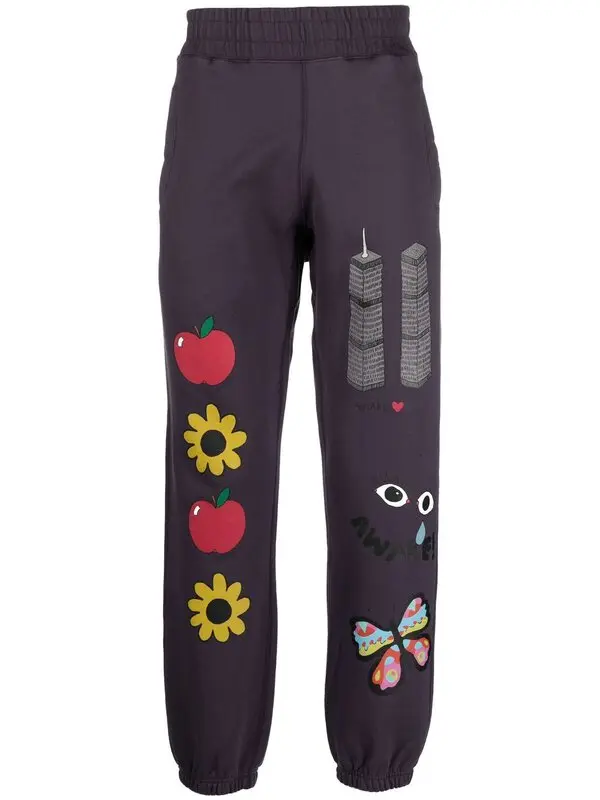 AWAKE NY Graphic-print Elasticated Track-pants - Purple