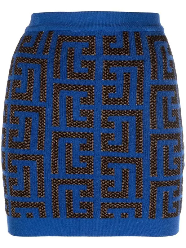 Balmain Monogram Pattern Miniskirt