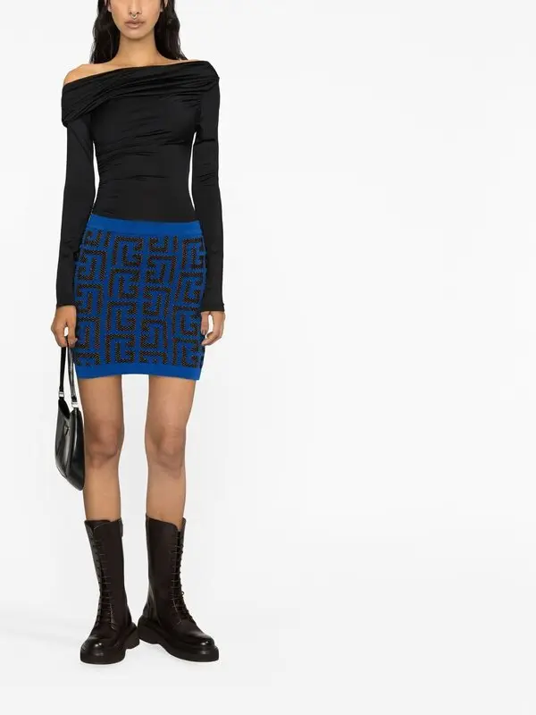 Balmain Monogram Pattern Miniskirt