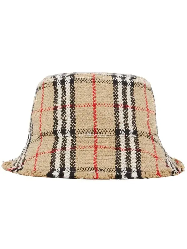 Burberry Vintage Check Bouclé Bucket Hat - Brown