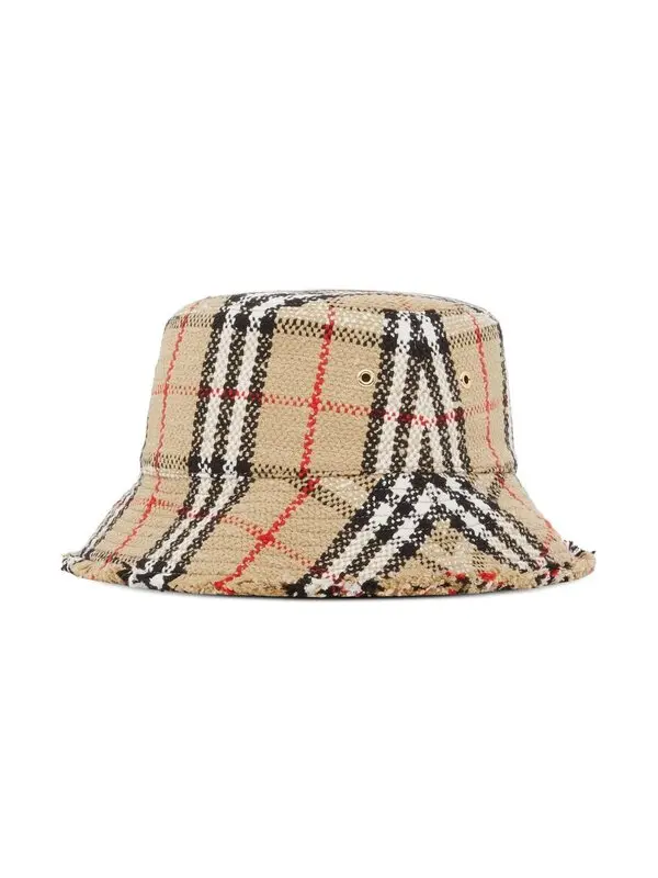 Burberry Vintage Check Bouclé Bucket Hat - Brown