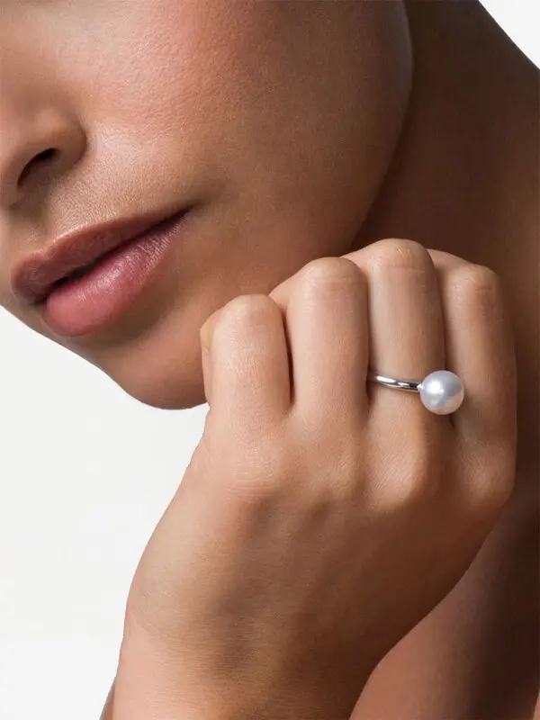 AUTORE MODA 10kt White Gold South Sea Pearl Ring - Silver
