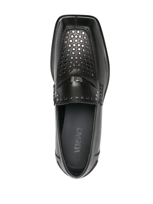 Versace Square-toe Studded Loafers