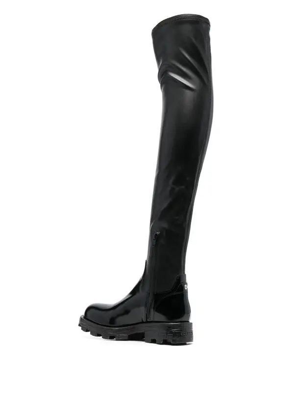 DIESEL® D-hammer High-shine Leather Thigh-high Boots