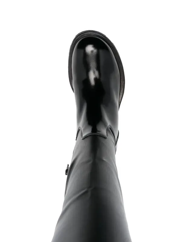 DIESEL® D-hammer High-shine Leather Thigh-high Boots
