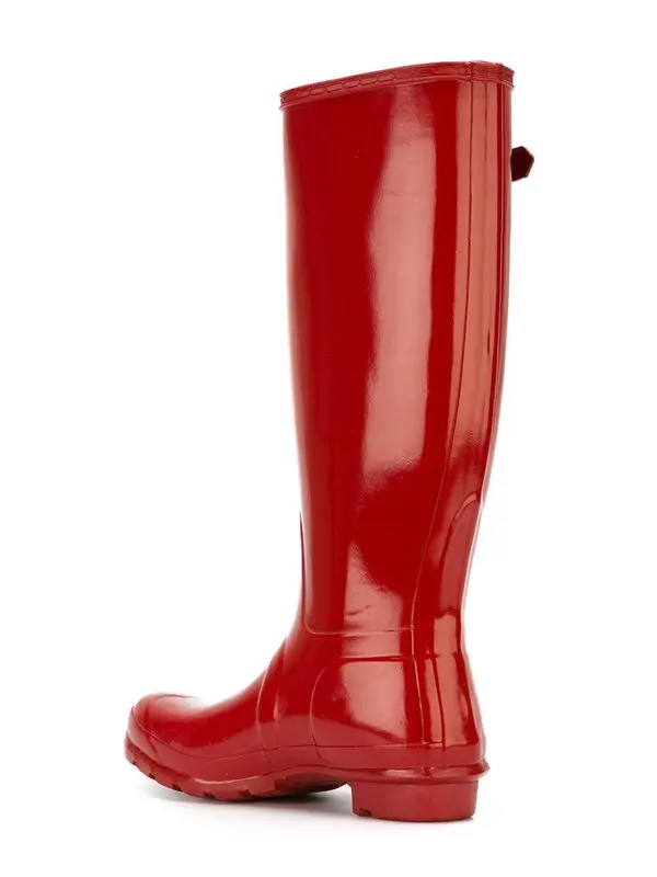 Hunter Knee-high Boots With Buckle Detail - Red