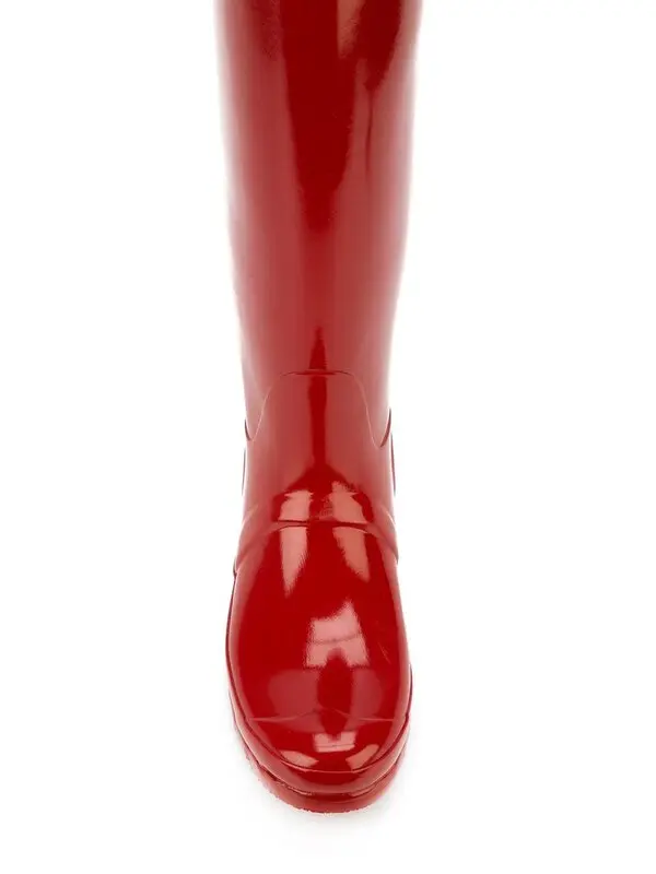 Hunter Knee-high Boots With Buckle Detail - Red