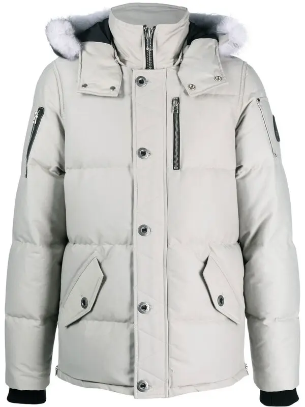 Moose Knuckles Faux-fur Trim Padded Parka - Grey