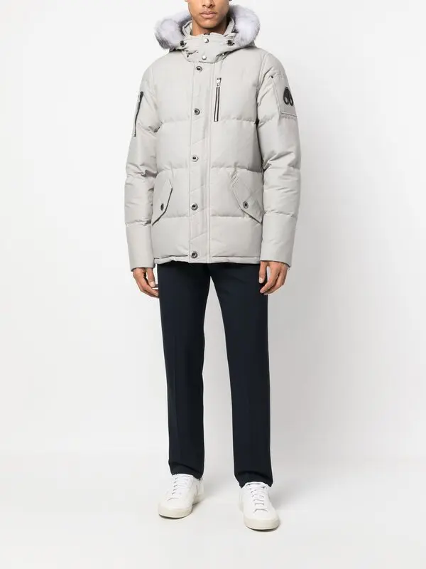 Moose Knuckles Faux-fur Trim Padded Parka - Grey