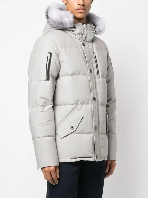 Moose Knuckles Faux-fur Trim Padded Parka - Grey
