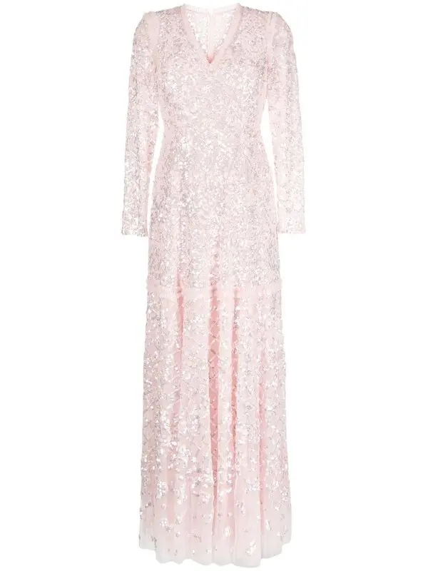 NEEDLE & THREAD Sequin-embellished Long Dress