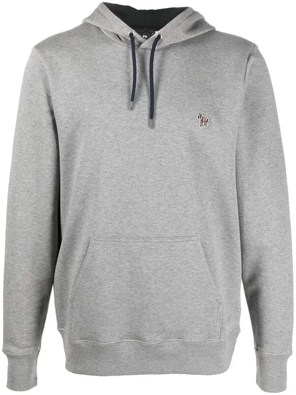 Paul Smith Logo Patch Long Sleeve Hoodie - Grey