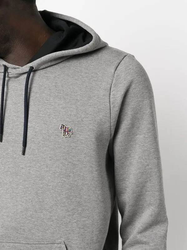 Paul Smith Logo Patch Long Sleeve Hoodie - Grey