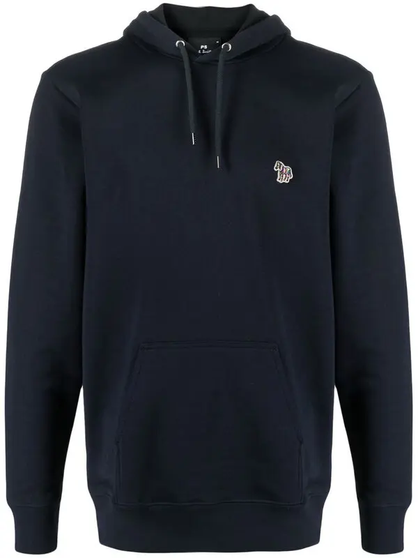 Paul Smith Logo Patch Long Sleeve Hoodie - Blue