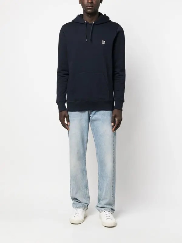 Paul Smith Logo Patch Long Sleeve Hoodie - Blue