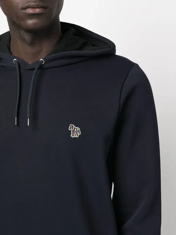 Paul Smith Logo Patch Long Sleeve Hoodie - Blue