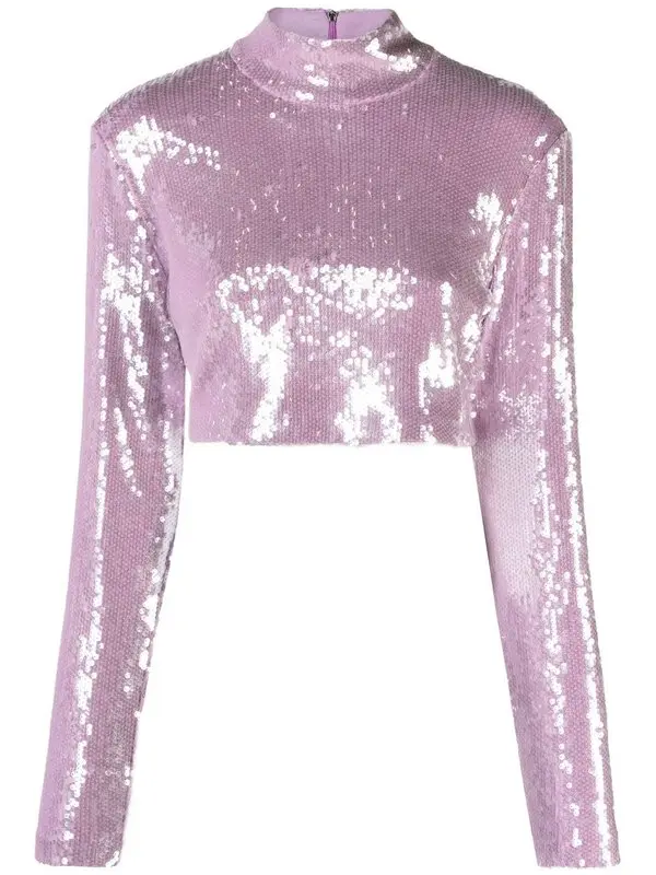 Remain Birger Christensen Sequin-embellished Crop Top - Purple