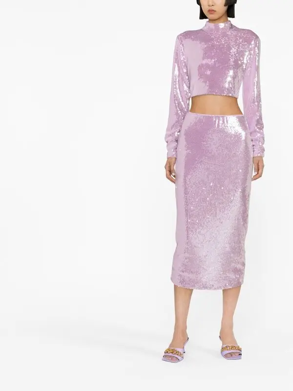 ROTATE BY BIRGER CHRISTENSEN Sequin-embellished Crop Top
