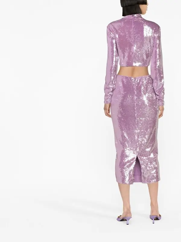 ROTATE BY BIRGER CHRISTENSEN Sequin-embellished Crop Top
