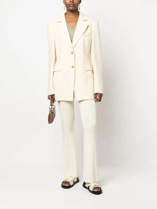 AERON Ribbed-knit Flared Trousers
