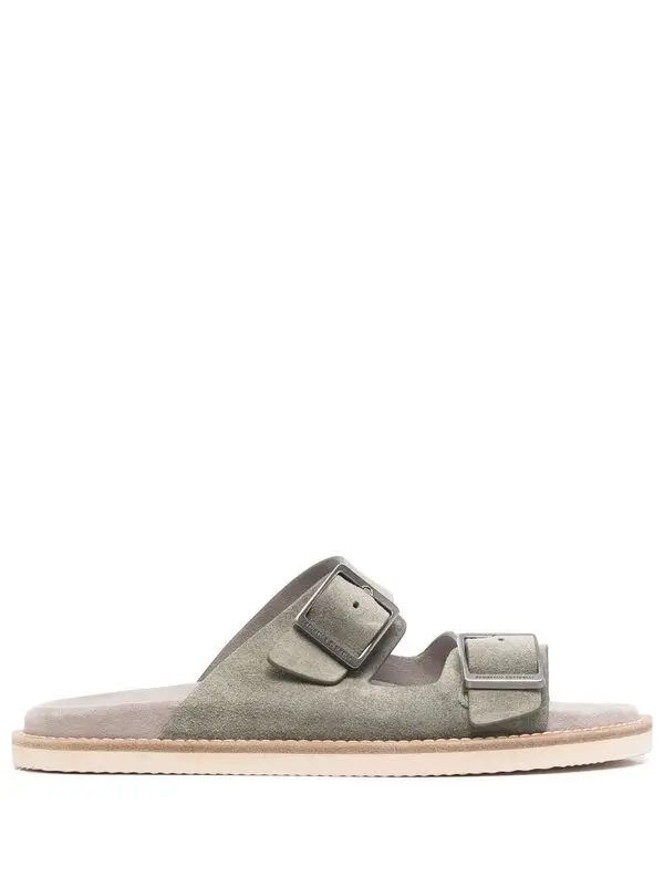 Brunello Cucinelli Buckled-strap Slides - Green