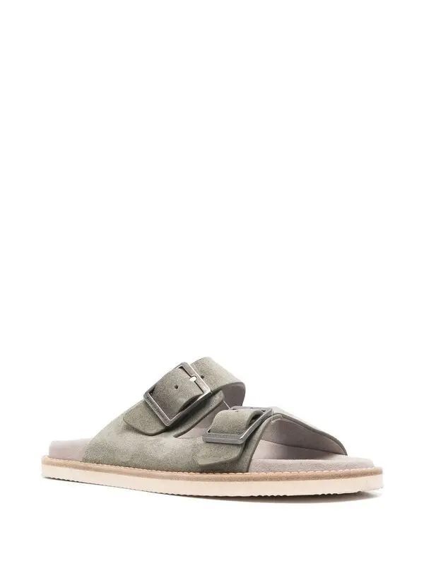 Brunello Cucinelli Buckled-strap Slides - Green