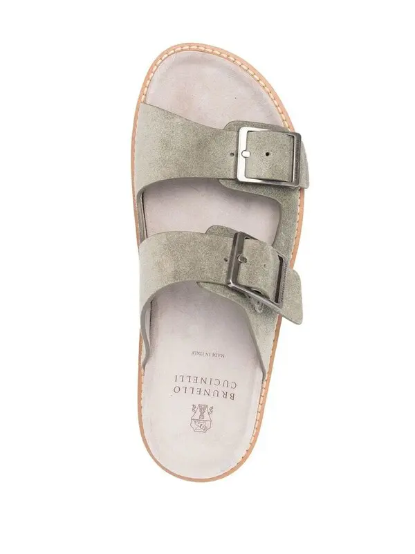 Brunello Cucinelli Buckled-strap Slides - Green