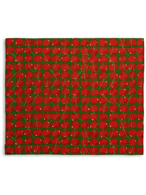La DoubleJ Cherries Verde-print Tablemats - Red