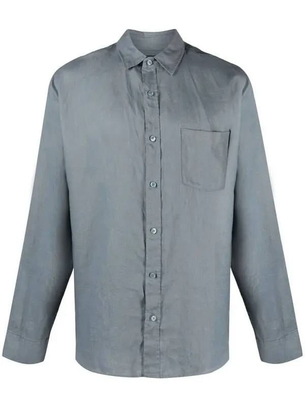 Vince Long-sleeve Linen Shirt - Blue