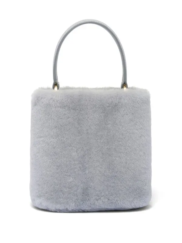 Prada Mini Shearling Panier Tote - Grey