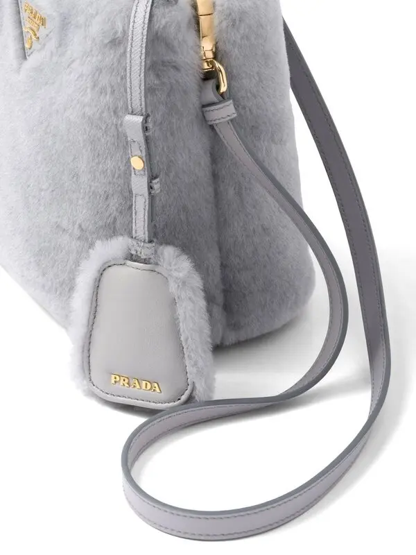 Prada Mini Shearling Panier Tote - Grey