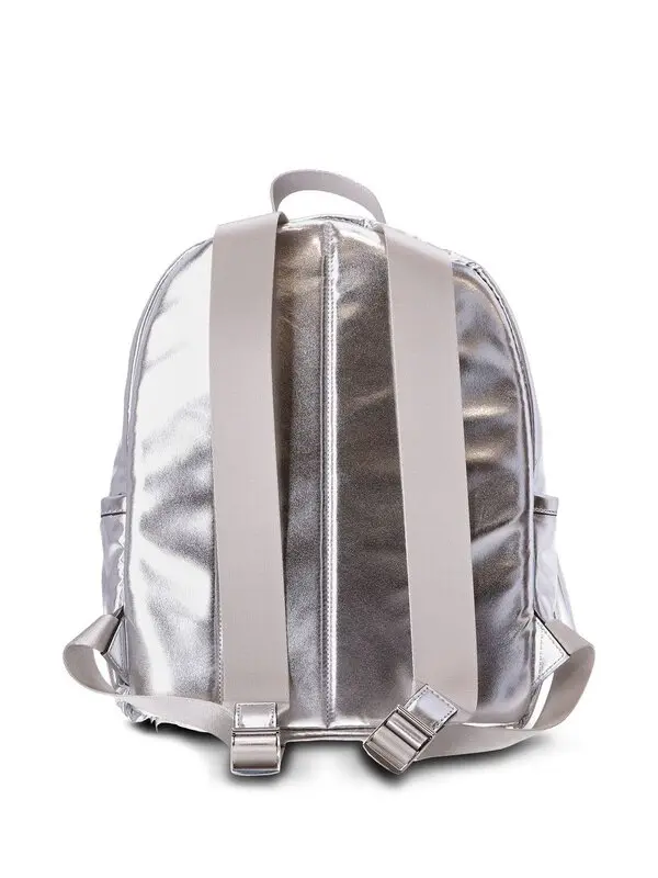 Michael Kors Logo-Lettering Metallic Backpack In Silver - 30  display picture 1